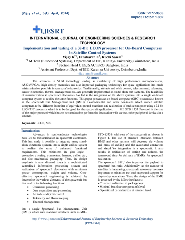 Pdf Implementation And Testing Of A 32 Bit Leon Processor For On 4580