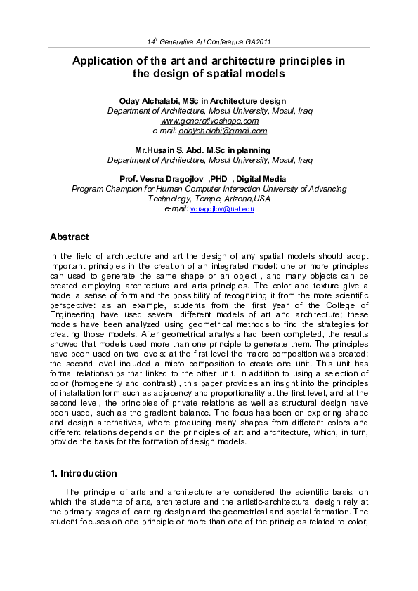 (PDF) Application of the art and architecture principles in the design ...