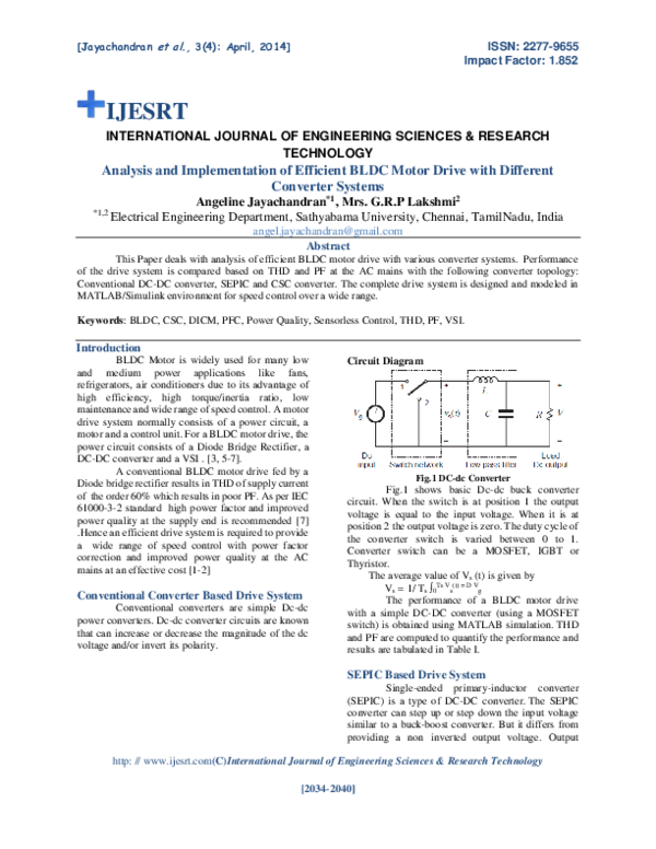(PDF) Analysis and Implementation of Efficient BLDC Motor Drive with Different Converter Systems.