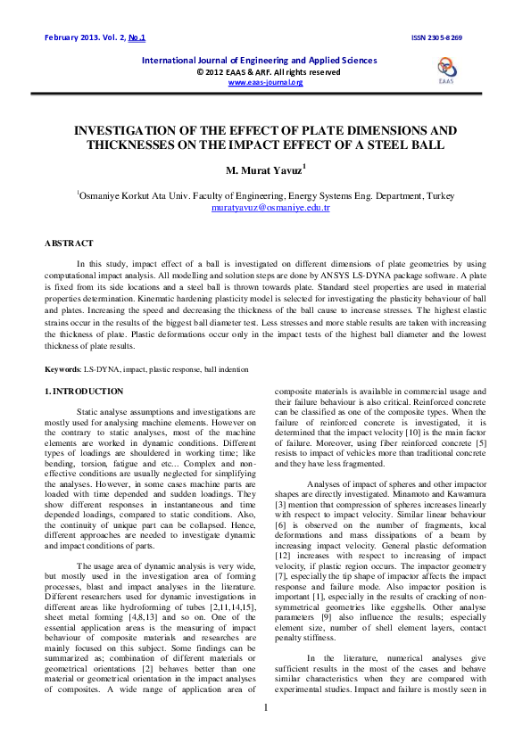 (PDF) investigation of the effect of plate dimensions and thicknesses ...