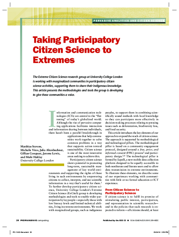 (PDF) Taking Citizen Science to Extremes