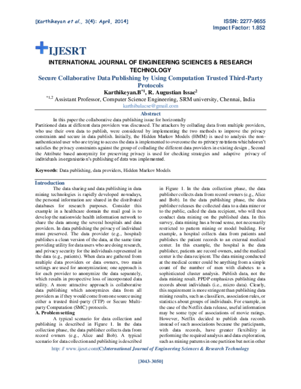 Pdf Secure Collaborative Data Publishing By Using Computation Trusted Third Party Protocols