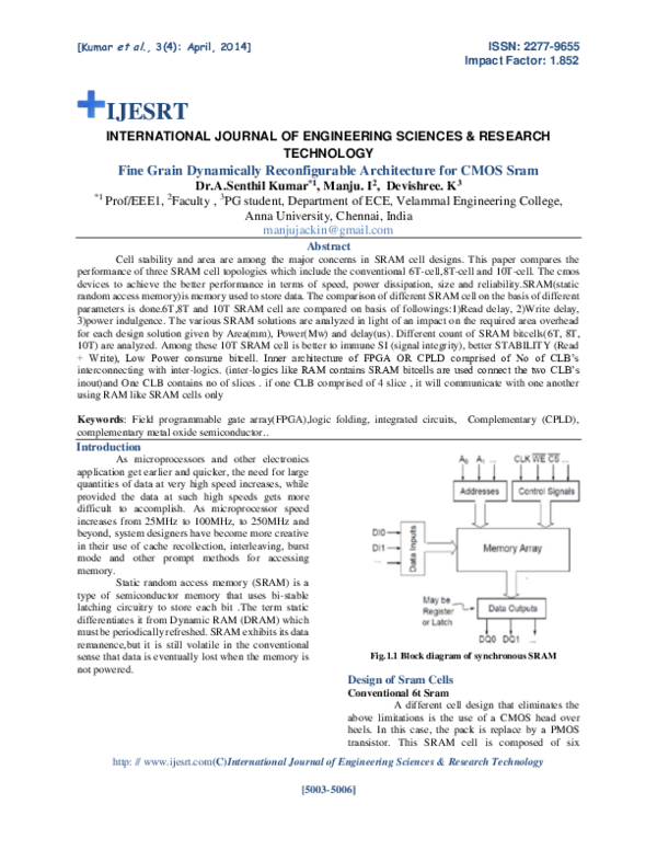 (PDF) Fine Grain Dynamically Reconfigurable Architecture for CMOS Sram.