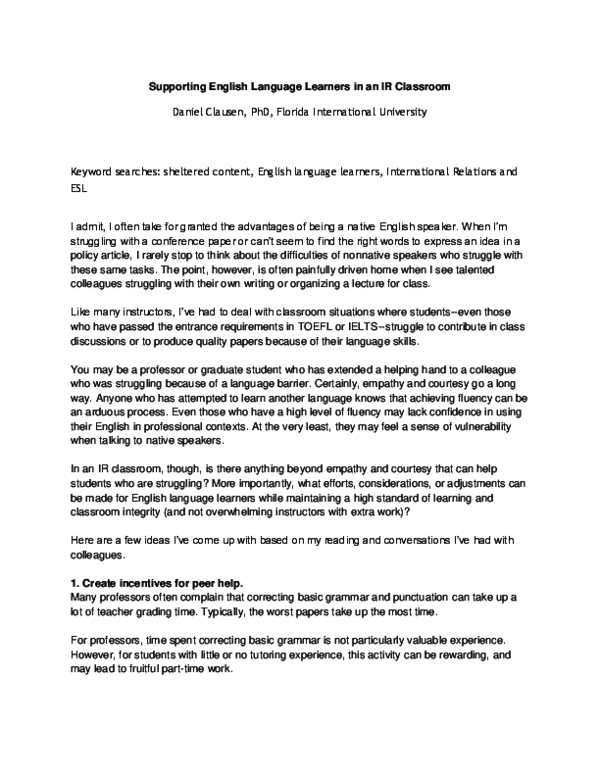 (DOC) Supporting English Language Learners in an IR Classroom