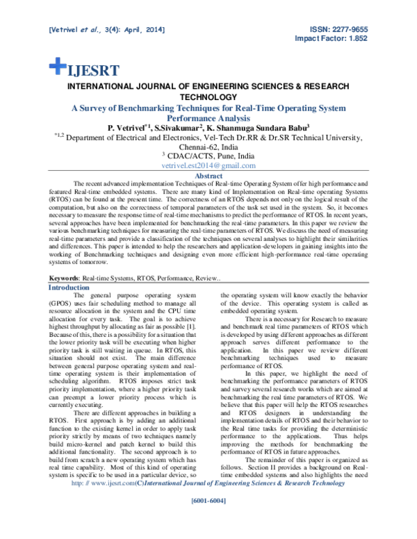 (PDF) A Survey of Benchmarking Techniques for Real-Time Operating System Performance Analysis.