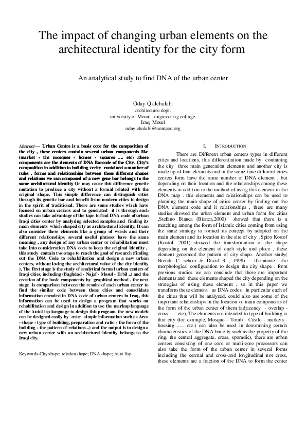 (PDF) the impact of changing urban element on the architecture identity ...