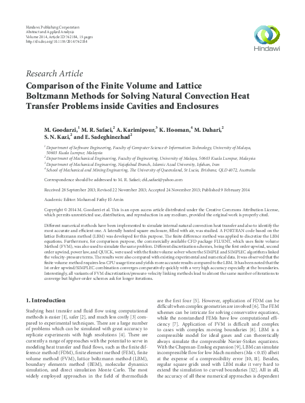 Comparison of the Finite Volume and Lattice Boltzmann Methods for ...