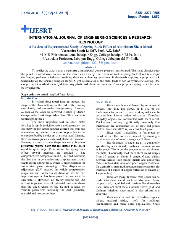 (PDF) A Review of Experimental Study of Spring Back Effect of Aluminum ...