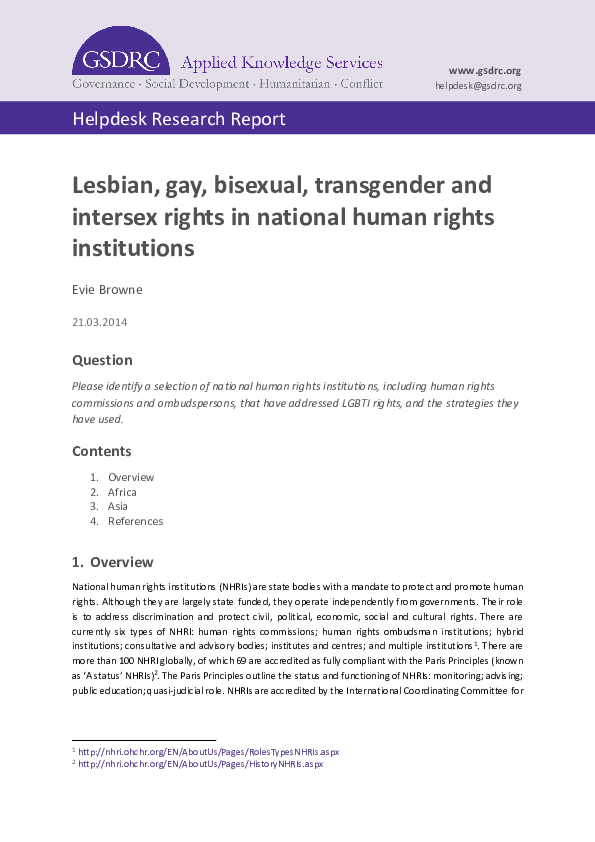 (PDF) LGBTI rights in national human rights institutions