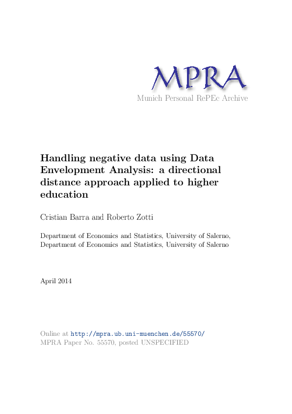 Pdf Handling Negative Data Using Data Envelopment Analysis A Directional Distance Approach
