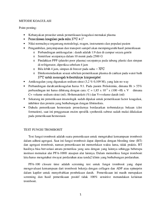 (DOC) METODE KOAGULASI Point penting