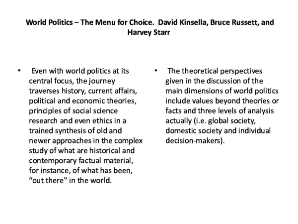 (PPT) World Politics - Menu for Choice