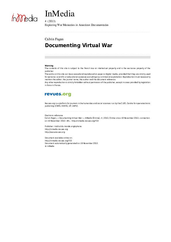 (PDF) Documenting Virtual War