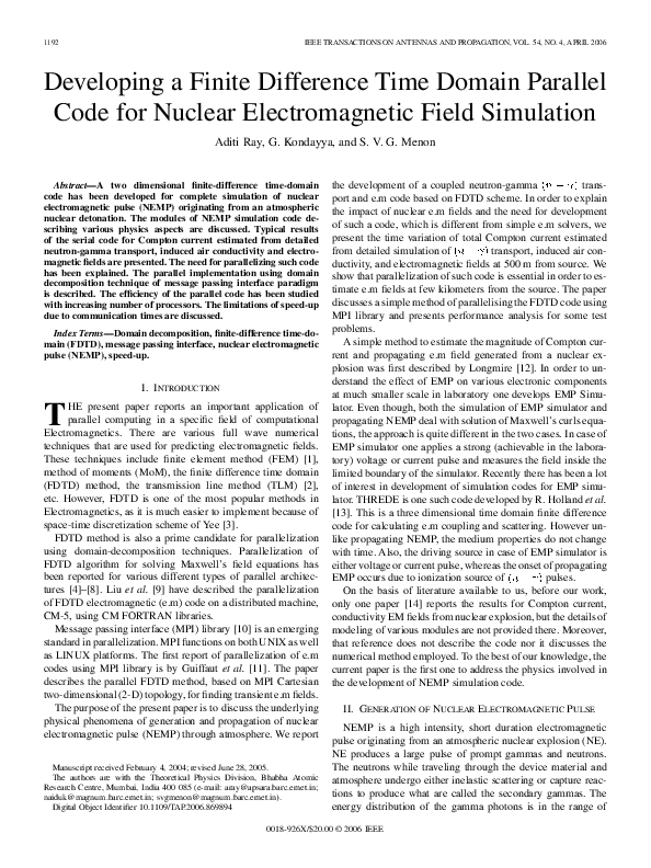 Pdf Developing A Finite Difference Time Domain Parallel Code For