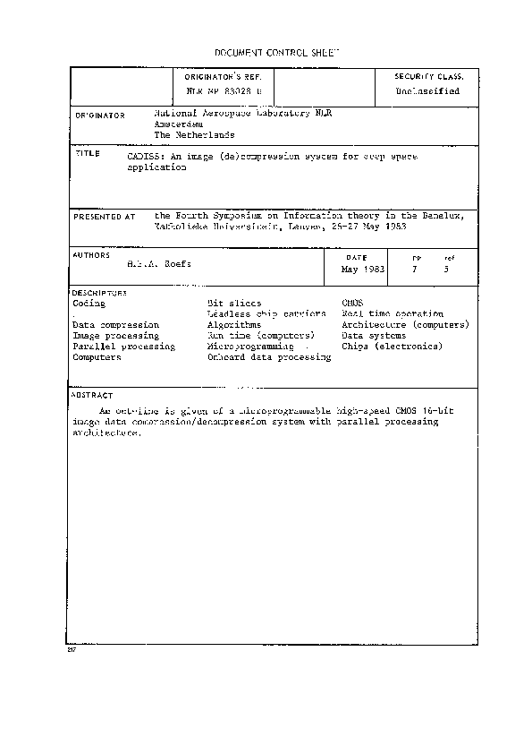 (PDF) CADIIS: An image (de)compression system for deep space application