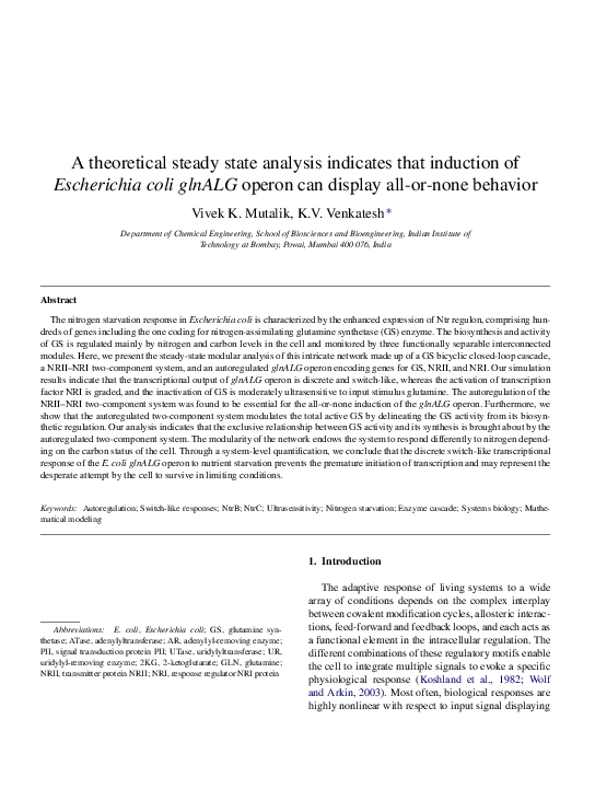 (PDF) A theoretical steady state analysis indicates that induction of ...
