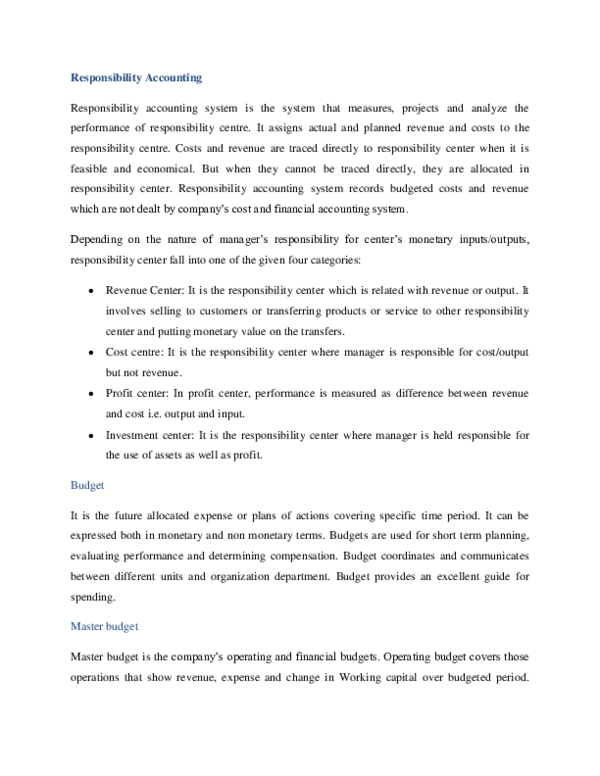 (PDF) Responsibility Accounting