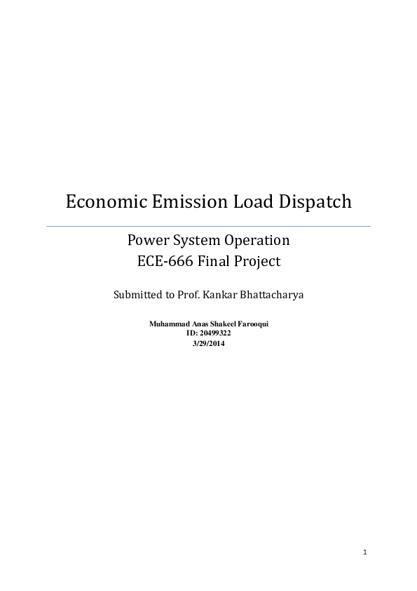 Pdf Economic Emission Load Dispatch 7787