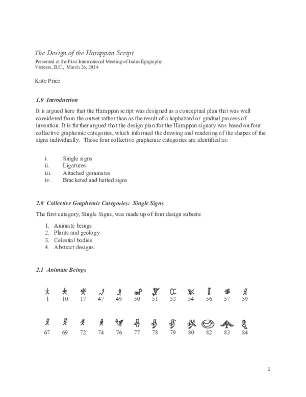 (PDF) The Design of the Harappan Script: Presented at the First ...