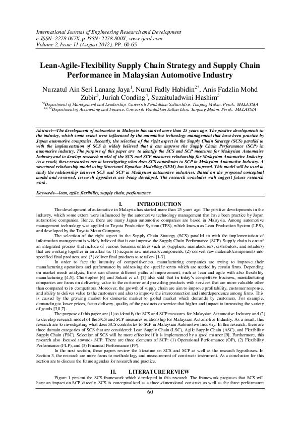 (PDF) Lean-Agile-Flexibility Supply Chain Strategy and Supply Chain Performance in Malaysian ...