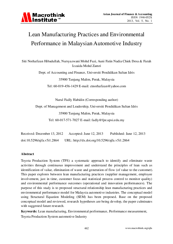 (PDF) Less for More: The Structural Effects of Lean Manufacturing Practices on Sustainability of ...