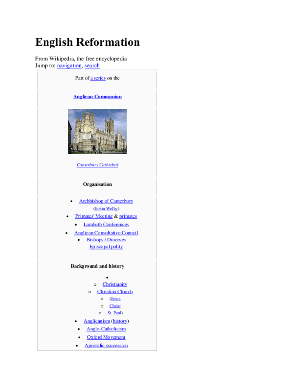 (DOC) English Reformation