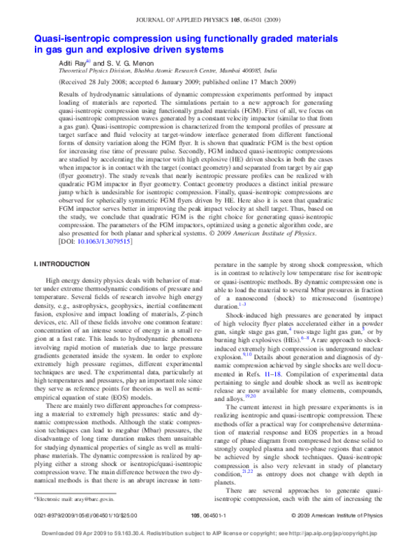 Pdf Quasi Isentropic Compression Using Functionally Graded Materials