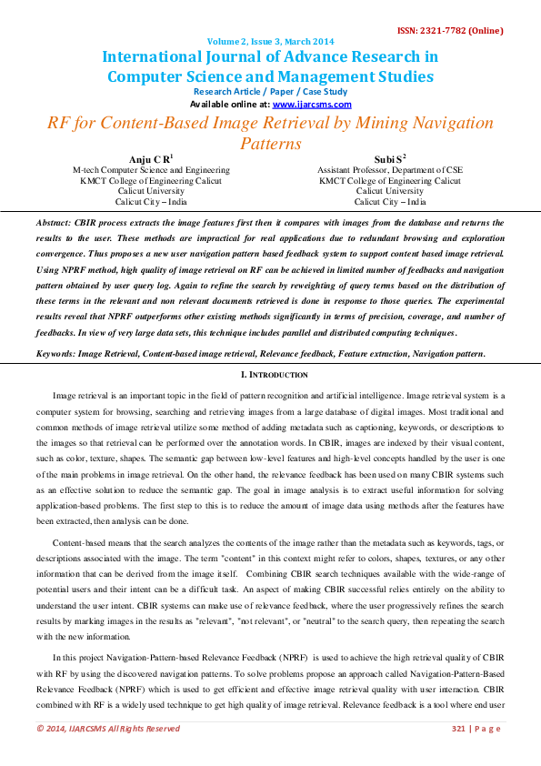 RF for Content-Based Image Retrieval by Mining Navigation Patterns