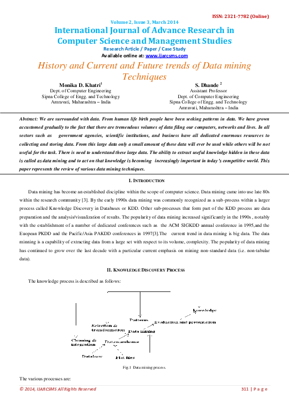 History and Current and Future trends of Data mining Techniques