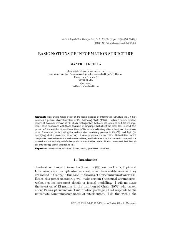 Basic notions of information structure