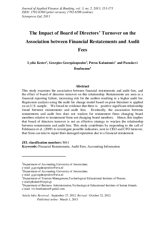 (PDF) The Impact of Board of Directors’ Turnover on the Association ...