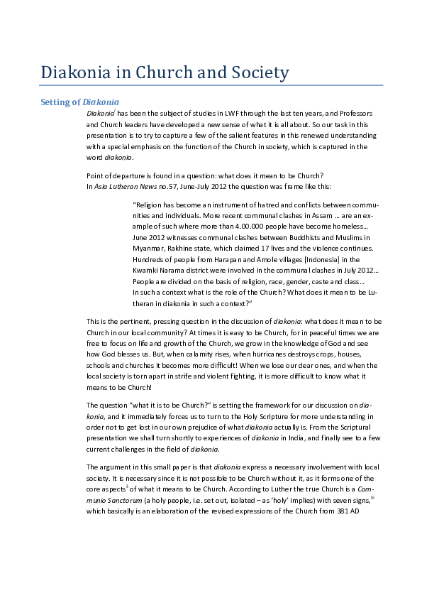 (DOC) Diakonia in Church and Society