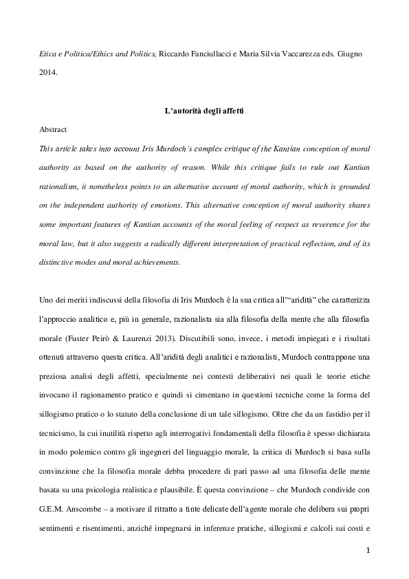 (DOC) L'autorità degli affetti