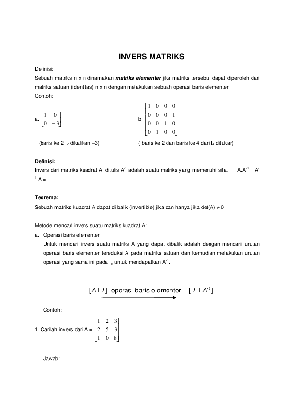 (PDF) INVERS MATRIKS