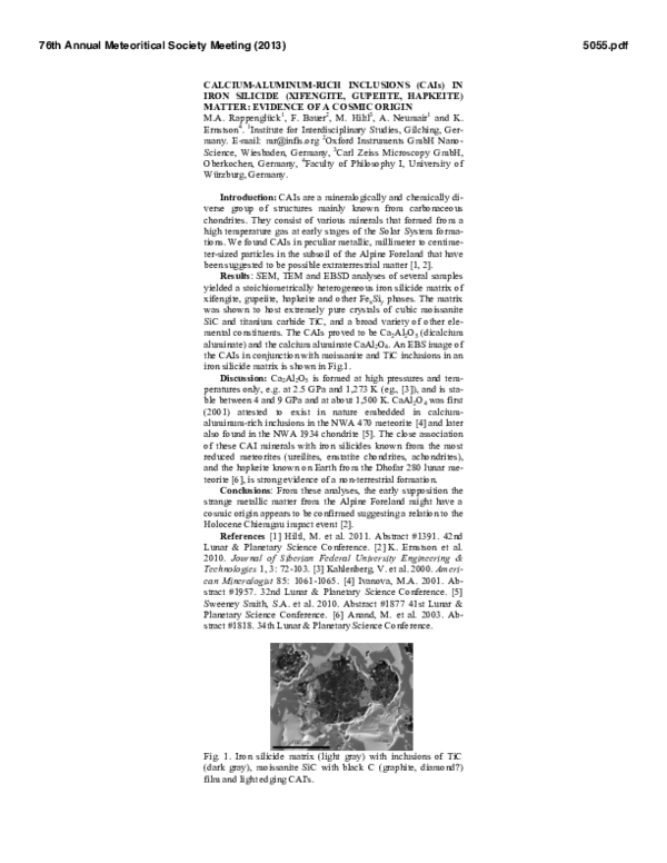 (PDF) Calcium - Aluminium - Rich Inclusions (CAIs) In Iron Silicide ...