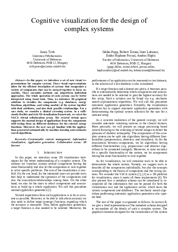 (PDF) Cognitive visualization for the design of complex systems