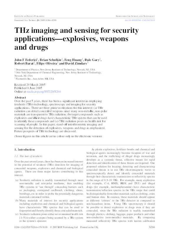 (PDF) THz imaging and sensing for security applications---explosives ...