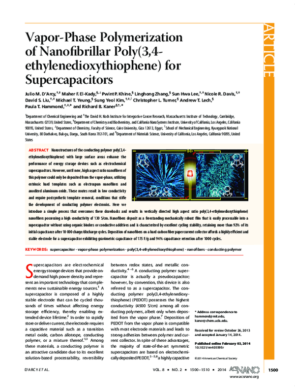 (PDF) Vapor-Phase Polymerization of Nanofibrillar Poly(3,4 ...