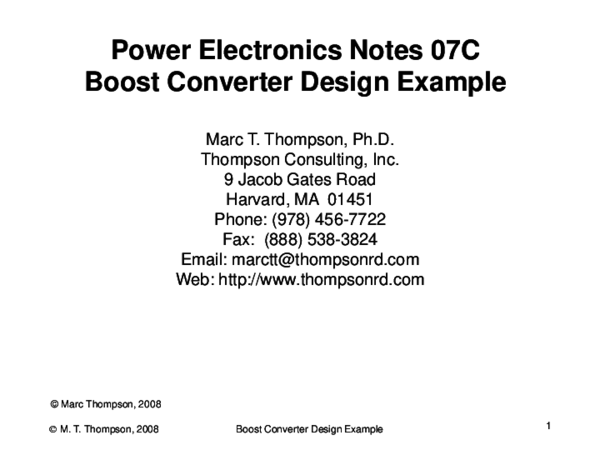 (PPT) POWER ELEC NOTES 07C BOOST CONVERTER DESIGN EXAMPLE