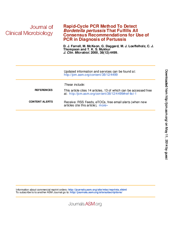 (PDF) Rapid-Cycle PCR Method To Detect Bordetella pertussis That ...