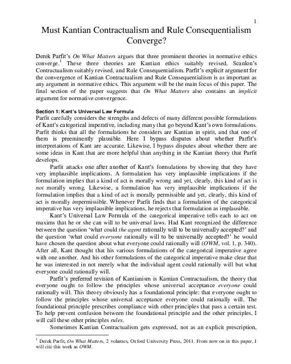 (DOC) Must Kantian Contractualism and Rule Consequentialism Converge?