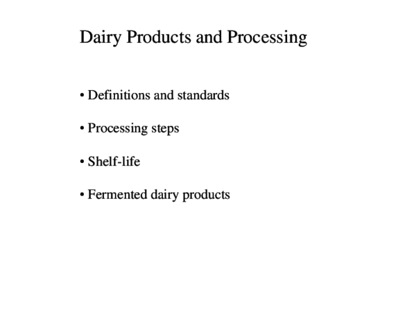 (PPT) Dairy Processing