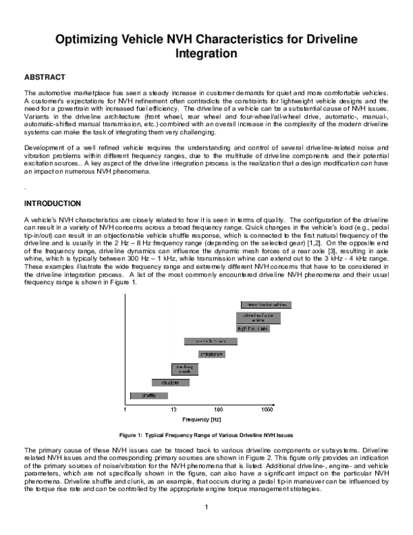 (PDF) Optimizing Vehicle NVH Characteristics for Driveline Integration 01