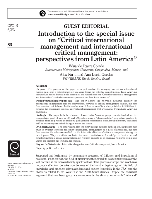 (PDF) Critical international management and international critical ...