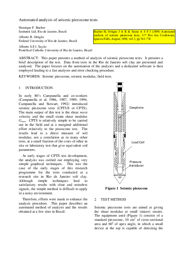 (PDF) Automated analysis of seismic piezocone tests