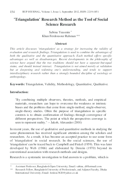 (PDF) 'Triangulation' Research Method as the Tool of Social Science ...