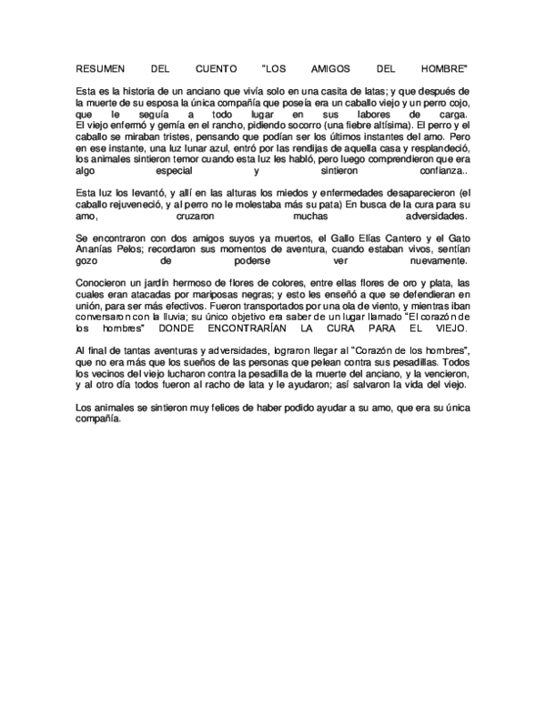 (DOC) RESUMEN DEL CUENTO