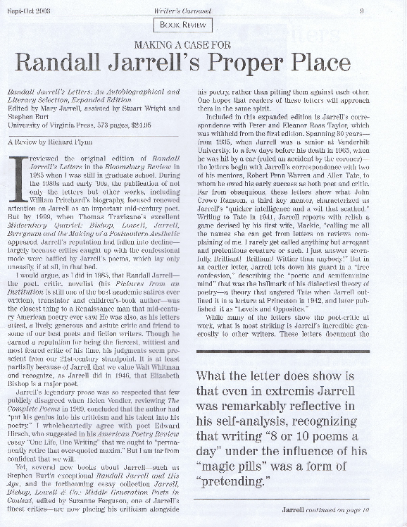 (PDF) “Making a Case for Randall Jarrell’s Proper Place.” (Review of ...