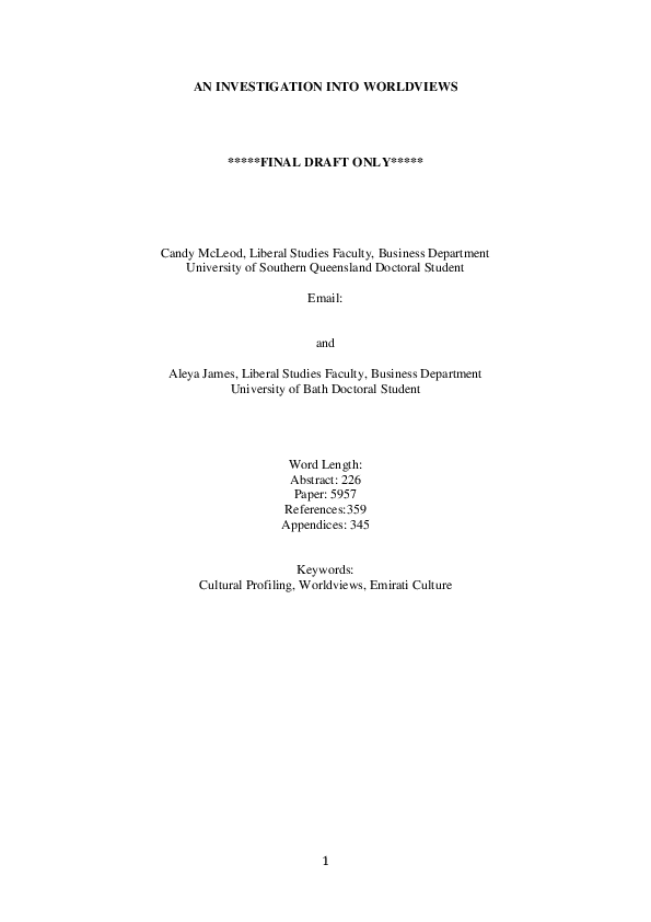 (PDF) An Investigation into Worldviews: An Honourable Pursuit (co ...