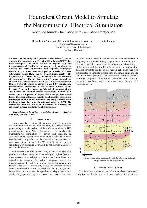 (PDF) Equivalent Circuit Model to Simulate the Neuromuscular Electrical ...